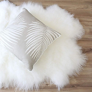 Genuine Tibetan Mongolian Sheepskin Fur Rug Hide Pelt Throw Rug Lamb Wool Carpet Fur Used for Area Rug or Across Armchair，Ivory White
