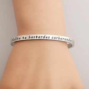 BNQL Nolite Te Bastardes Carborundorum Inspirational Cuff Bracelet Quote Bracelet (silver)