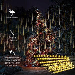 Meteor Shower Rain Lights, 19Ft 8 Tube 192 LEDs Christmas Lights Icicles, Icicle Lights Outdoor for Christmas Trees, Christmas Decoration Lights for Patio Garden Lawn Outdoor Christmas Lights