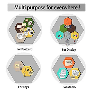 Soyizom Felt Pin Board Self Adhesive Board for Photos | Notice | Memos | Display,Thickened Bexagonal Bulletin Board Decorative Pin Board Pads for Offices School Wall Decor(7 Pcs/Set,Cement-Grey）