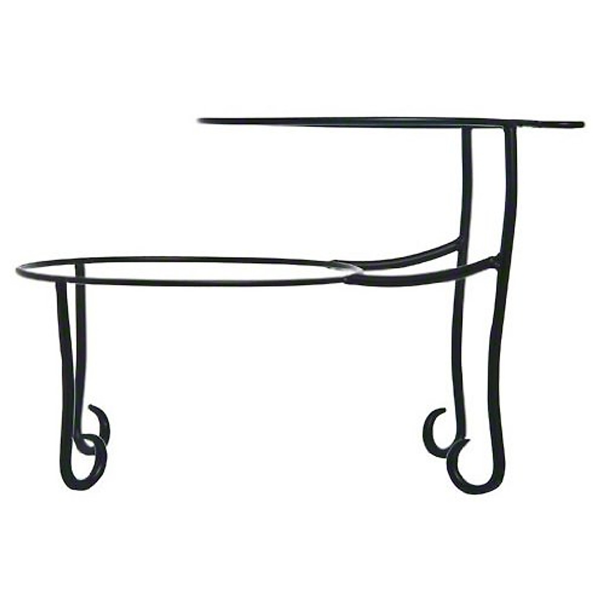 American Metalcraft TLSP1219 Wrought Iron Pizza Stand with Curled Feet, Two-Tier, 12" H x 19" W, Black