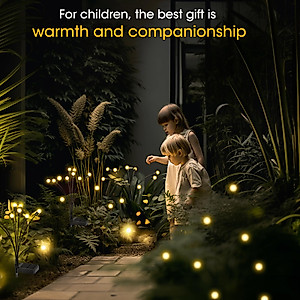 Qnoon Solar Firefly Lights for Outside Waterproof, Outdoor Solar Powered Garden Lights for Yard, Warm White Lights Sway by Wind for Backyard Yard, Fence, Garden Decor (White)