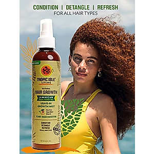 Tropic Isle Living Jamaican Black Castor Oil Daily Hair Gro Leave-in Conditioning Mist & Detangler 8oz | Paraben & Sulfate FREE | All Hair Types | Restores Moisture & Gently Detangles