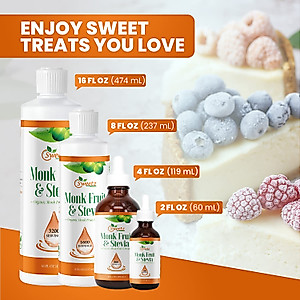G-Sweetz Monk Fruit & Stevia Liquid Sweetener Drops - Natural Sweeteners & Sugar Alternatives - Delicious Blend with No Bitter Aftertaste - Concentrated Sweetener Liquid Drops Extract – 8 FL OZ (1600 Servings)