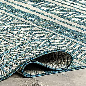 nuLOOM Abbey Tribal Striped Indoor/Outdoor Area Rug, 8' x 10', Green
