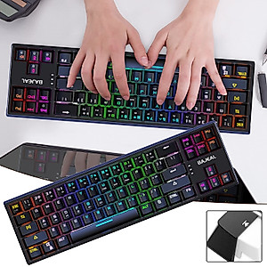 MatureGirl K71 Mechanical Gaming Keyboard, RGB LED Backlit Gaming Keyboard, Wired Ergonomic Computer Keyboard with Blue Switches, for PC Gamer/Windows Gaming (Black)