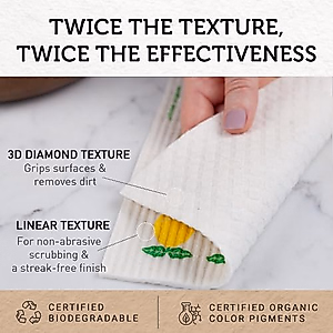Nordhus Design Swedish Dishcloths for Kitchen, 10 Cloths, Made in Sweden - Reusable, Washable Cellulose Cotton Kitchen Cloths - Replace Paper Towels, Wipes, Sponges, Dish Rags