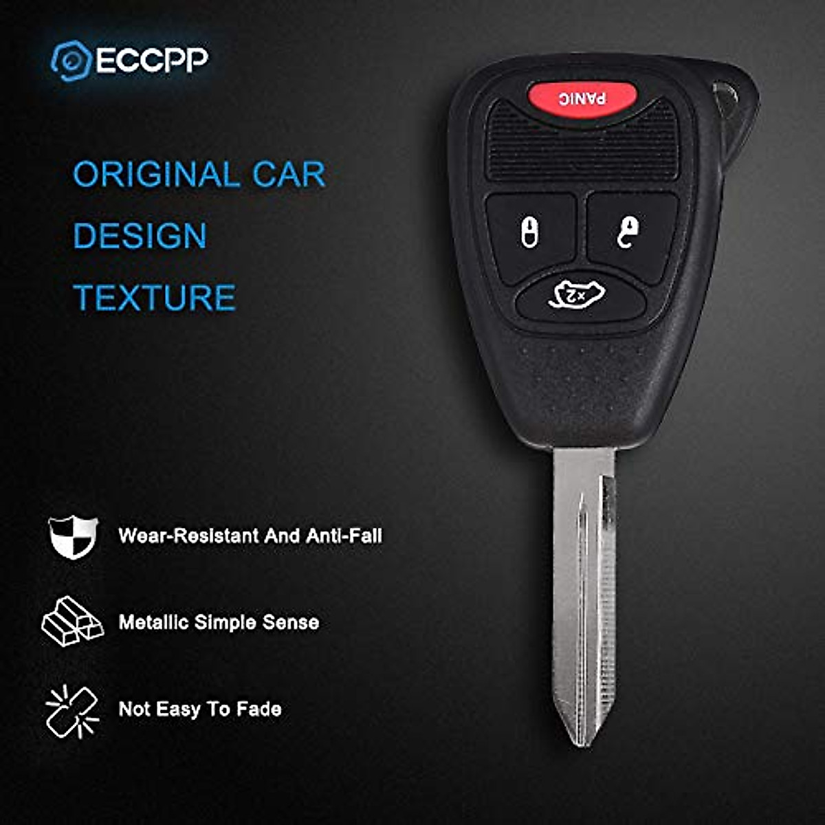 ECCPP 2X New Replacement Remote Car Key Fob Combo 4-Button Uncut for Chrysler Dodge Jeep OHT692427AA, OHT692713AA