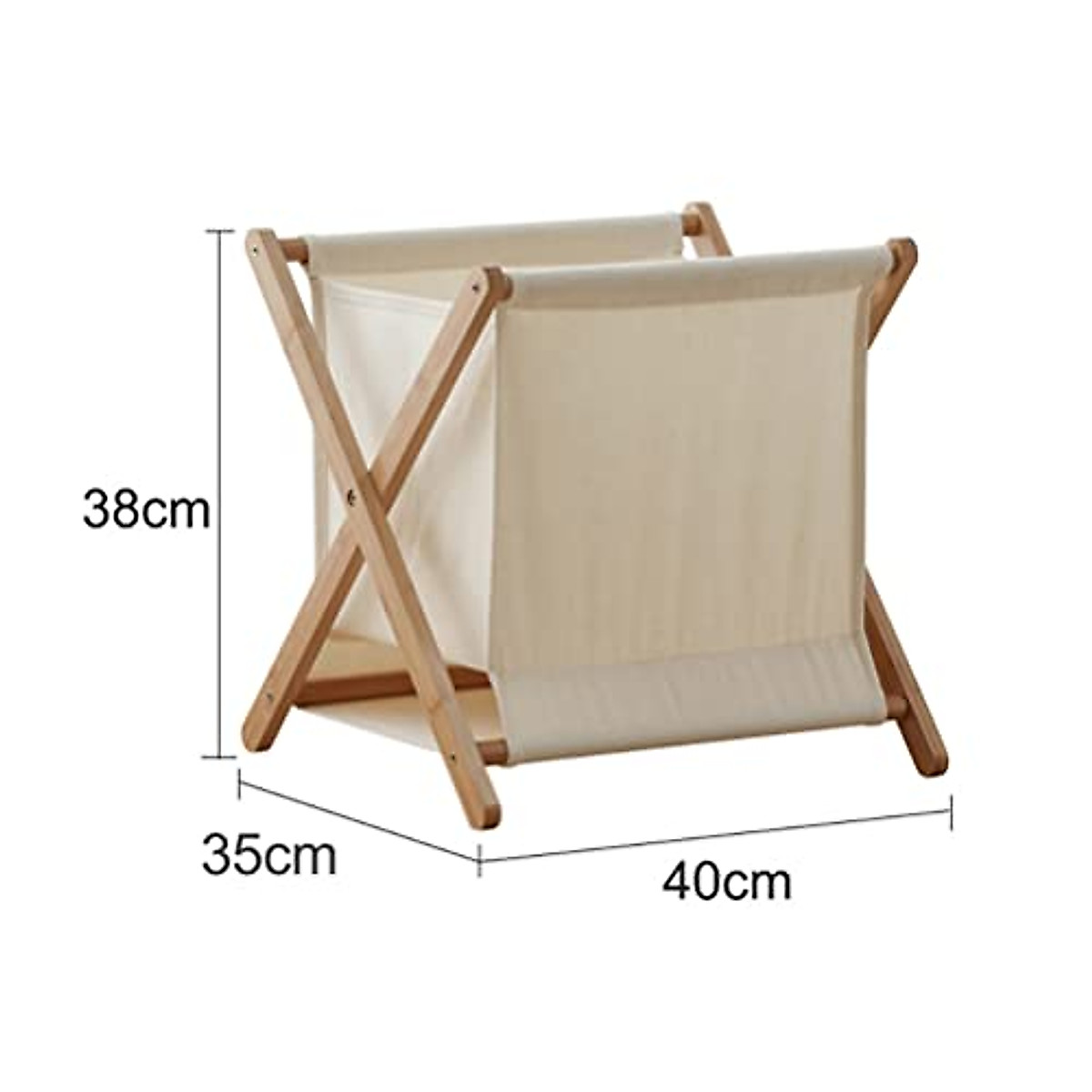generic Laundry Basket Collapsible Bamboo Laundry Hamper with Cloth Bag - Freestanding X-Frame Clothes Hamper Organizer Household Storage Basket for Clothes Toys - Beige, 18x5x2 Inch