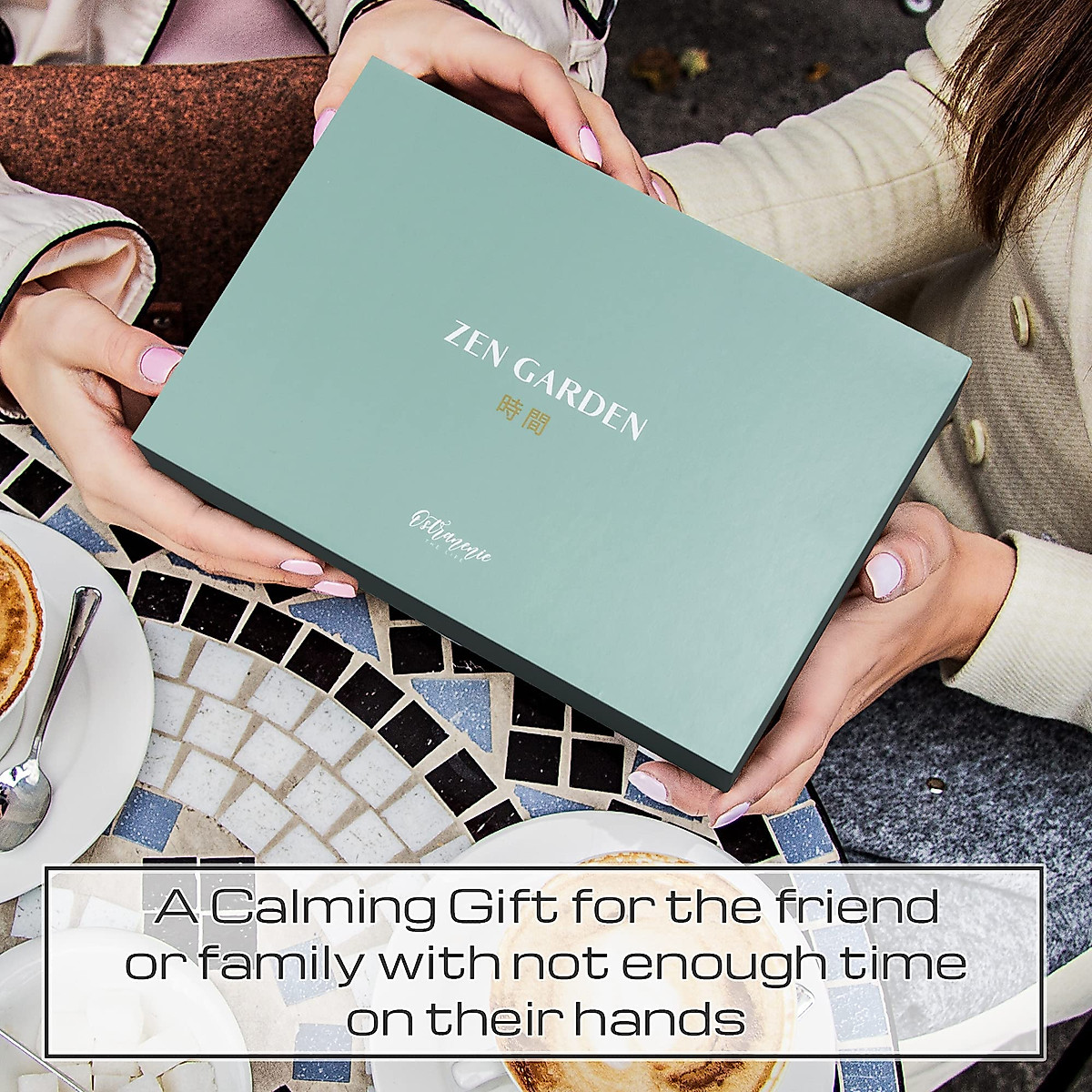 Ostranenie The Life Zen Garden Time, 11.8x8 inch Mini Zen Garden for Desk with Large Tray, 6-Rake Tool Set, and More Accessories for Relaxing Fidgeting, Enchanting Japanese Room Decor