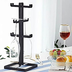 通用 Jiagu Metal Mug Rack Mug Drain Rack Cup Holder Rack Mug Tree Mug Storage Rack Coffee Mug Rack Mug Holder Stand Wine Glass Stand for Kitchen for Table (Black)