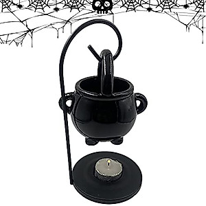 Hanging Cauldron Pagan Oil Burner with Handle, Halloween Wax Melter Cauldron, Halloween Ornament Wax Burner, Spirit Meditation Decorations, Essential Oil Incense Aroma Diffuser Home Decor