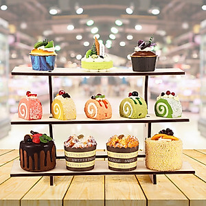 3-Tier Retail Table Display Stand Portable Retail Wooden Display Riser Straight Display Racks for Craft Shows Farmers Markets Countertop Cupcakes Jewelry Small Products Display (White,1 Pack)