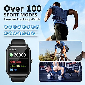 7-day Long Battery Life, Smart Watch for Women and Men, iPhone Android Compatible, Waterproof Fitness Tracker Smartwatch with Call, Alexa, Heart Rate/Spo2 Monitor, Sleep Tracker, 1.8 Inch (Black)