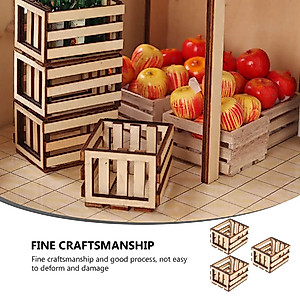 Kisangel 3Pcs Dollhouse Crate Wooden Miniature Milk Crate Fruit Basket Dollhouse Miniature Decoration Micro Landscape Ornament for Fairy Garden Decor