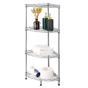 VCJTA 4 Tier Corner Shelf Rack Kitchen Bathroom Storage Wire Organizer Space Saving