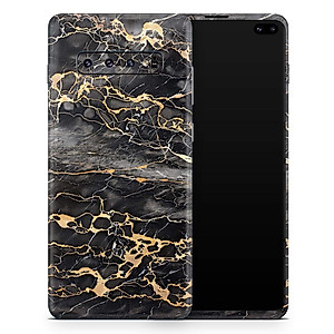 DesignSkinz Black and Gold Marble Surface Protective Vinyl Decal Wrap Skin Cover Compatible with The Samsung Galaxy S20 (Screen Trim & Back Glass Skin)
