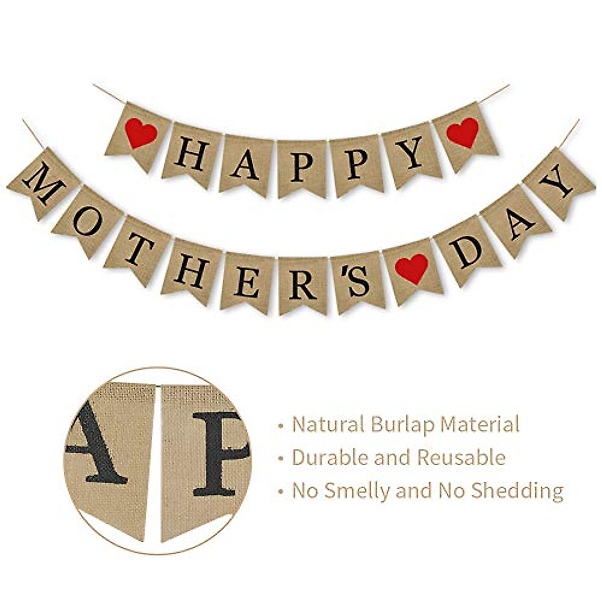 Happy Mothers Day Banner Rustic Mothers Day Party Decoration Supplies | Mothers Day Gifts from Son and Daughter