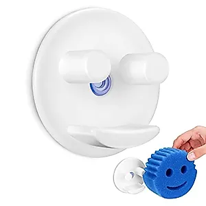 Sponge Holder, Smiley Face Sponge Holder with Suction Cup Mount, Kitchen/Bathroom Sink Sponge Storage, for Round Sponge, Dishwasher Safe