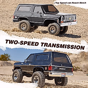 FMS 1/24 RC Crawler Officially Licensed Chevy K5 Blazer RC Car FCX24 RTR RC Pickup Truck SUV 4WD 2.4GHz Hobby RC Model 8km/h Mini Car RC Off-Road Remote Control Car (Black)