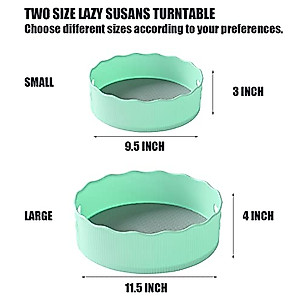 Lazy Susan Set of 2, Turntable Organizer Containers, Cabinet Pantry Organizer, Rotating Spice Rack for Kitchen, Fridge, Countertop, Bedroom, Home Office, Bathroom, Size 11.5" and 9.5"(Mint Green)