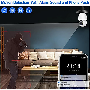 5G Light Bulb Security Camera,PTZ 360° Wireless Cameras Outdoor Indoor,1080P WiFi 6 Dual Band Home Surveillance Dome Cameras,2 Way Audio Color Night Vision,Motion Detection Alarm E27