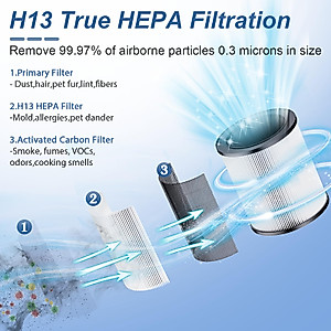 (2 Pack P60 Air Purifier + 2 Pack P60 HEPA Air Filter Combo Purchase), TPLMB Air Purifiers for Bedroom,H13 HEPA Filters,Aromatherapy for Better Sleep,24dB Filtration System, P60 Black.