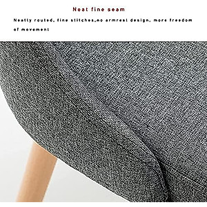 SHAWLA Chairs Cotton Linen Dining Chair,Solid Wood Reception Chair Kitchen Counter Makeup Room Lounge Counter Chairs Side Chair (Color:Dark Blue)