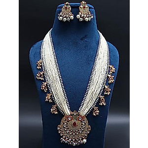 OZANOO Kundan Necklaces Set For Women And Girls, Kundan Necklace Set Jaipuri Jewellery/Indian Traditional Jewellery Set For Women And Girls, Necklaces