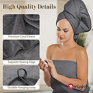 Orighty Bath Towel Set Pack of 4(27’’ x 54’’) - Soft Feel Bath Towel Sets, Highly Absorbent Microfiber Towels for Body, Quick Drying, Microfiber Bath Towels for Sport, Yoga, SPA, Fitness - Grey
