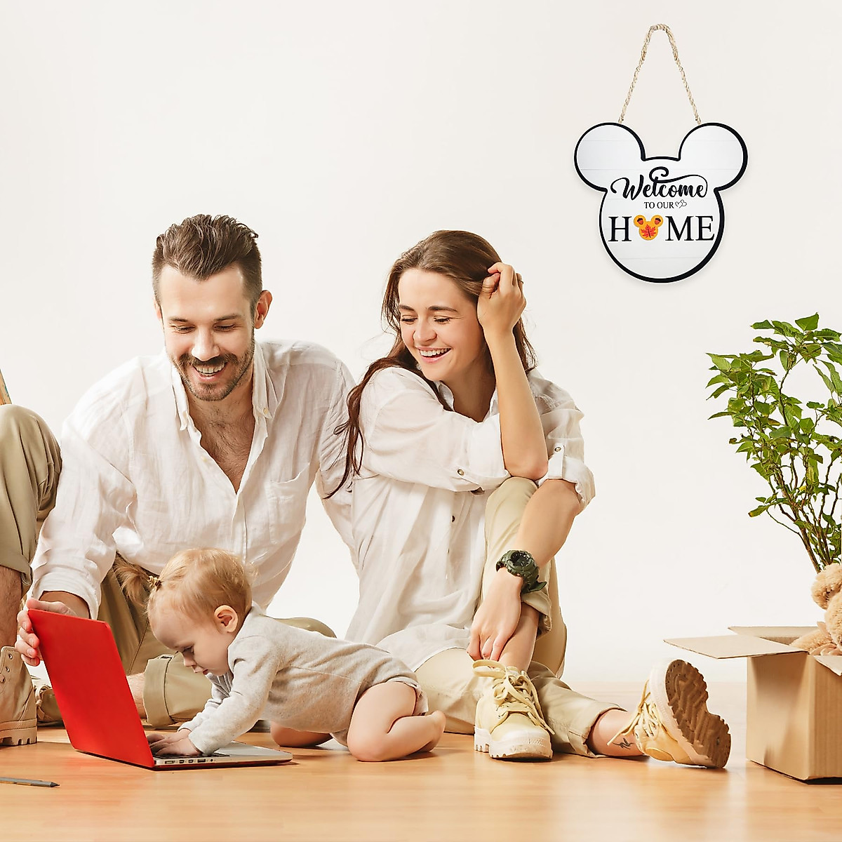 Cute Mouse Interchangeable Welcome Sign for Front Door 16pcs Seasonal Welcome to Our Home Wooden Hanging Sign Farmhouse Porch Plaques for Halloween Christmas Wall Home Decor Gifts