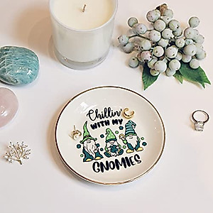 LZBALUYO Gnome Decor Irish Ring Dish, Decorative Trinket Dish, Gnome Home Decor, Ceramic Jewelry Dish, Ring Tray, Gnome Gifts for Women Mom Birthday Mothers Day Christmsa