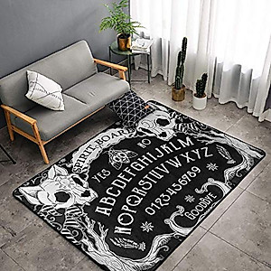 Luxury Super Soft Indoor Modern Cat Skull Head Witch Board Black Gothic Area Rugs for Living Room Bedroom Thick Non-Slip Floor Carpet, 3 x 5 Feet