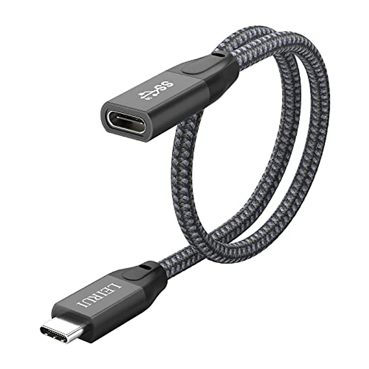 LEIRUI USB C 10Gbps Data Transfer, 100W Fast Charging, 4K 60Hz Video Output Extension Cable, 1 Feet, USB Type C Male to Female
