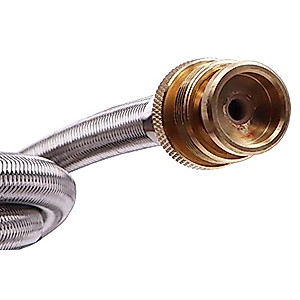 15 Ft Stainless Steel Braided Propane Adapter Max 350 Psi Hose with Pressure Gauge 5-40 Lb Convert Replace for Qcc1/type1 Tank Connects 1 Lb Bulk Portable Appliance to 5-40 Lb Propane Tank Cylinder