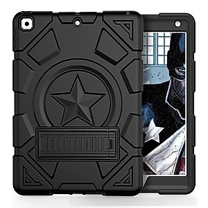 TIMISM iPad 9th Generation Case, iPad 8th Generation Case, iPad 7th Generation Case, iPad 10.2 Case with Kickstand, Hybrid Shockproof iPad Case for Kids Boys Children 2021/2020/2019 (Navy Blue+Red)