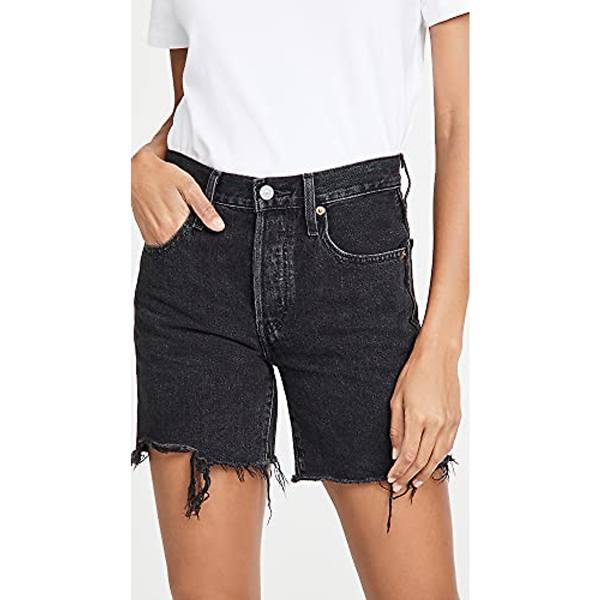 Levi's Women's Premium 501 Mid Thigh Short, Lunar Black, 27