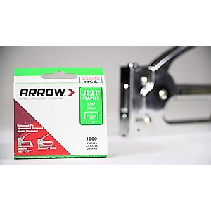 Arrow 214 JT21 Thin Wire Staples for Staple Guns and Staplers, Use for Upholstery, Crafts, General Repairs, 1/4-Inch Leg Length, 7/16-Inch Crown Width, 1000-Pack