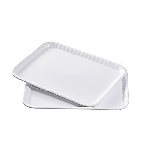 Blue Boat 15" x 11" Rectangular Serving Trays Set of 2 White, Melamine Serving Platter, Light Weight Easy to Clean Sturdy Stackable BPA-Free Dishwasher Safe