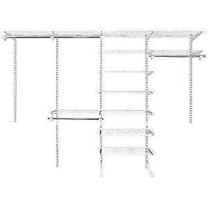 Rubbermaid Fasttrack Closet Kit, White, 6-10 Ft, Wire Shelving Kit & Configurations Sliding Basket for Closet Drawer Organization, Sturdy Slide Out Basket, White