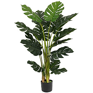 VIAGDO Artificial Monstera Deliciosa Plant 43in Tall 11 Decorative Split Leaves Plant Faux Swiss Cheese Plant Fake Tropical Monstera Palm Tree for Home Office Living Room Garden Floor Decor, 2Pack