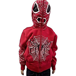 HUDENRTV Y2k Zip Up Spider Graphic Hoodie Halloween Rhinestone Oversized Hoodies Goth Grunge Jacket Streetwear Sweatshirt (A3,Medium)