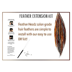 21 Natural Color Hair Feathers - 9”- 14” Long - Feathers for Hair Extension - DIY Kit - Eye-Catching Design - 20 Micro-link Beads - 100% Real Rooster Feathers - Professional Color Hair Feathers