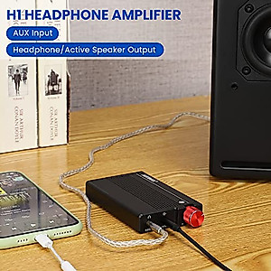 AIYIMA H1 Portable Mini Headphone Amplifier 3.5mm Stereo Audio HiFi Ear Amp Support Impedance 16-300Ω Headset for MP3/MP4 /Phones/Digital Players/Tablets/Computers