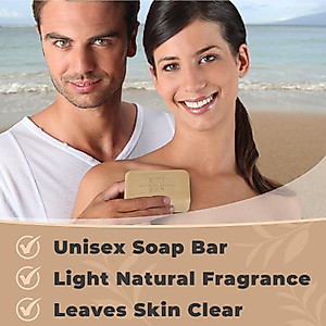 One With Nature Dead Sea Mineral Shea Butter Soap 7oz 3Pack with Argan Oil - Dead Sea Salt Contains Magnesium, Sulfur & 21 Essential Minerals for All Skin Types, Eczema, Psoriasis, Acne, 100% Natural