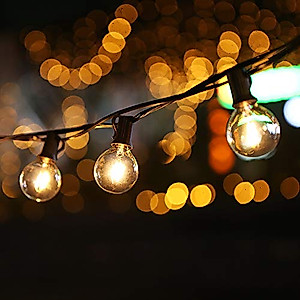 LED Globe G40 Outdoor String Lights, 40Ft Patio Lights with 25+3 Glass Bulbs(1w, 2700k), Commercial Hanging Lights for Backyard Bistro Pergola Party Decor