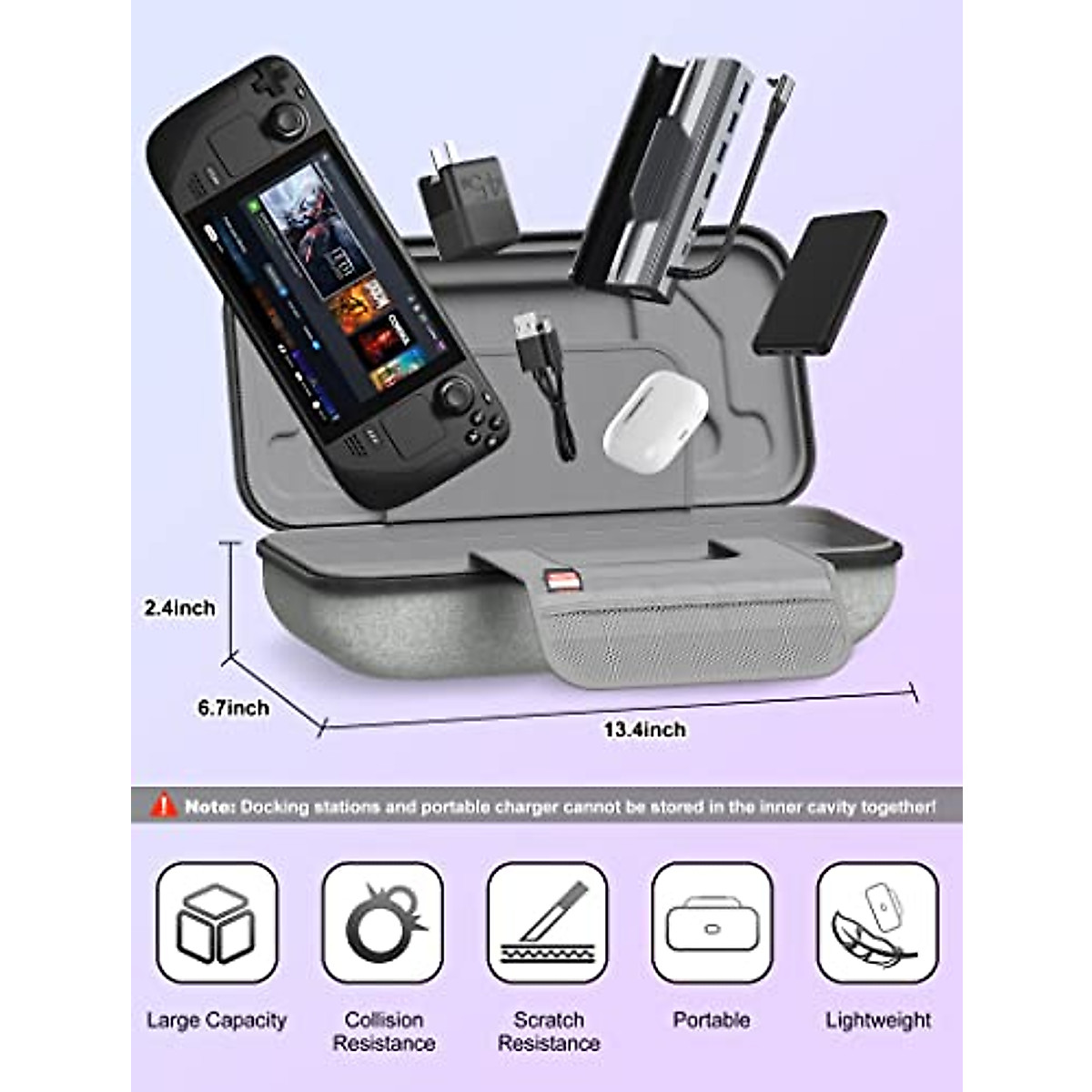 Hevanto Carrying Case Compatible with Steam Deck, Waterproof Sling Bag for Steam Deck Console with Case Accessories, Hard Shell Premium Handle Zipper, with Kickstand & SD Card Slots, Grey