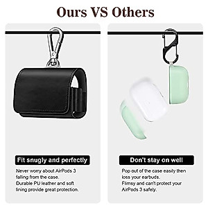Fintie Case for AirPods Pro 2nd Generation (2022) / AirPods Pro (2019), Premium PU Leather Magnet Closure Protective Portable Cover with Metal Clasp and Keychain, Black