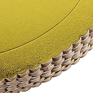 ZEONHAK 20 Pack 12 Inches Cake Boards, Round Cake Circles, Cake Base, Food Grade Gold Laminating Greaseproof Disposable Reusable Cardboard Cake Drum Pizza Tart Tray