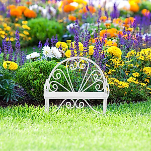 LIFKOME Miniature Garden Bench Miniature Dollhouse Furniture Doll House Decor Lawn Chair Fairy Gardens Accessories Decorations White